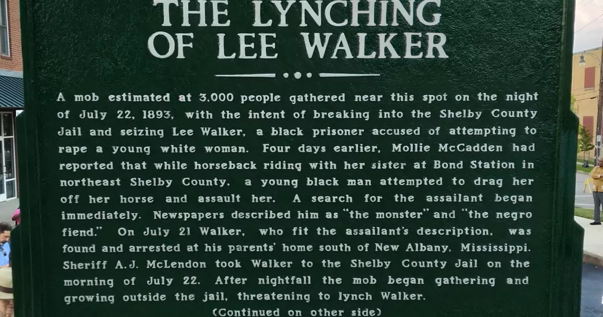 Lee Walker Historical Marker | The Lynching Sites Project of Memphis